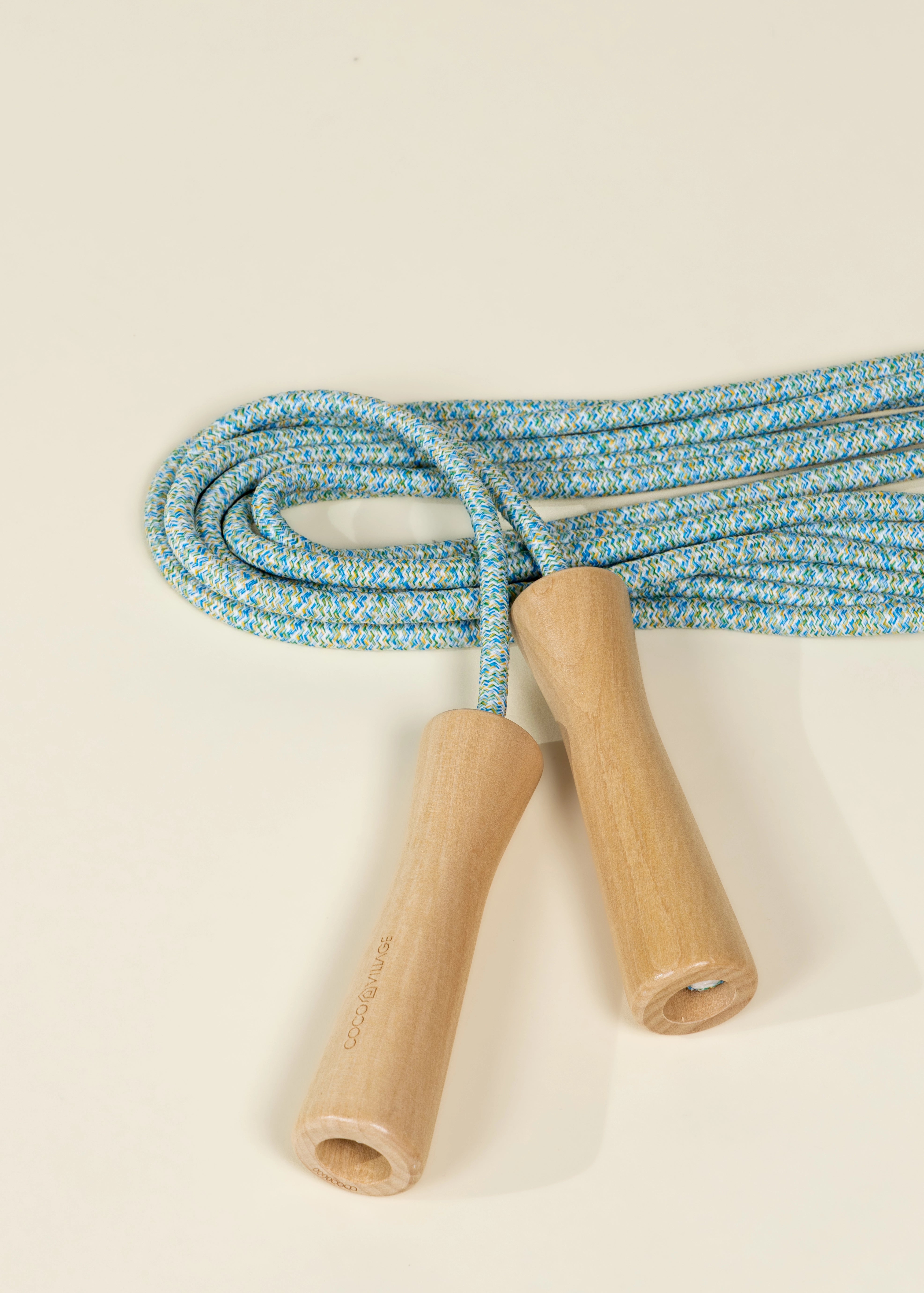 Extra-Long Wooden Handle Skipping Rope – Ocean Twist – Coco Village